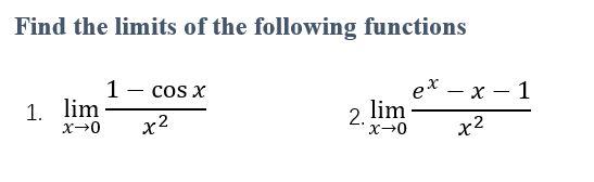 Solved Find the limits of the following functions 1 - cos x | Chegg.com