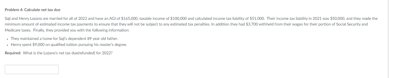 Solved Problem 3: Calculate Tax Liability Andrew Golden | Chegg.com