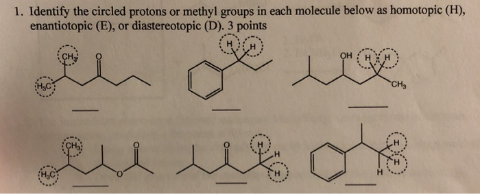 Solved 1. Identify the circled protons or methyl groups in | Chegg.com