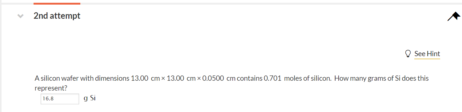 Solved 2nd attemptA silicon wafer with dimensions | Chegg.com