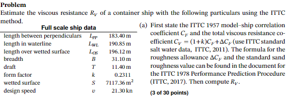 Solved Problem Estimate the viscous resistance RV of a | Chegg.com