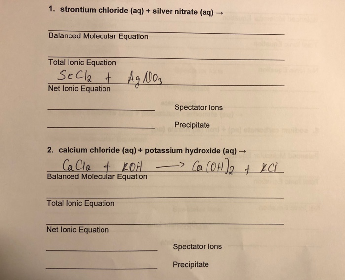 Solved Balanced molecular equation Total ionic | Chegg.com