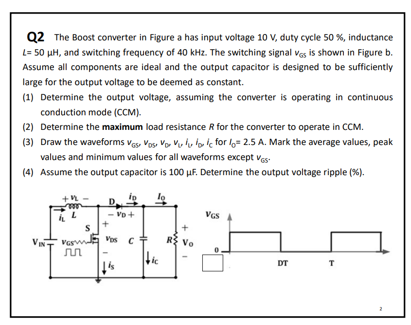 Solved Q2 The Boost converter in Figure a has input voltage | Chegg.com