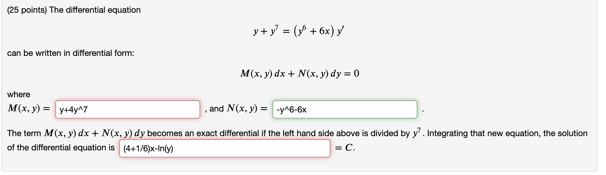Solved (25 points) The differential equation y + y = (20 + | Chegg.com