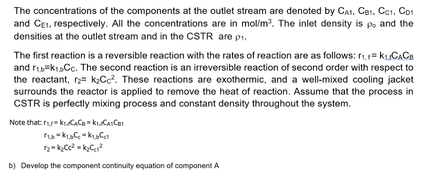 Solved Consider a single perfectly mixed CSTR with inlet | Chegg.com