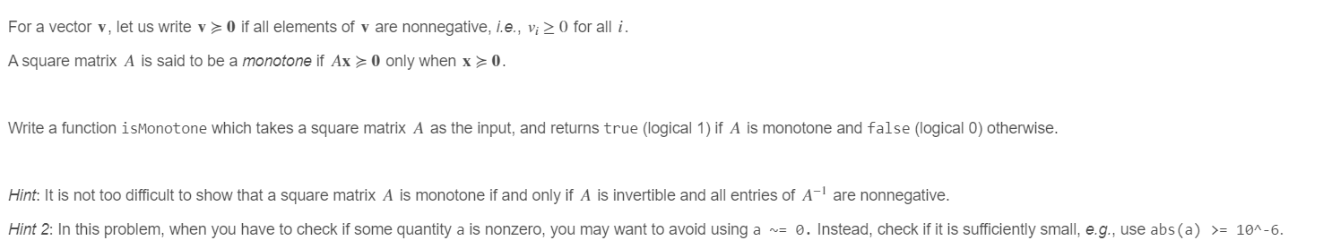 Solved For a vector v, let us write v⩾0 if all elements of v | Chegg.com