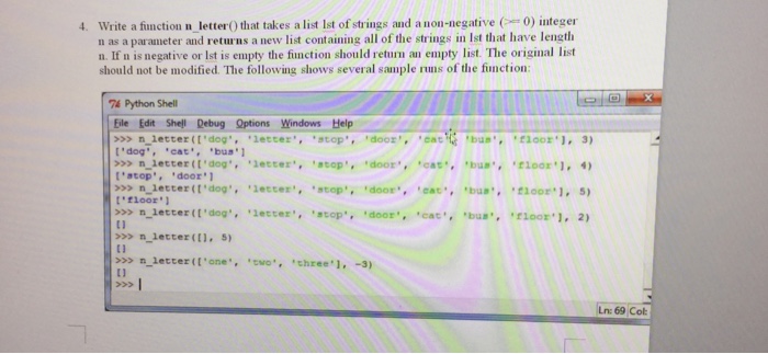 Solved 4. Write a function n letter) that takes a list Ist | Chegg.com