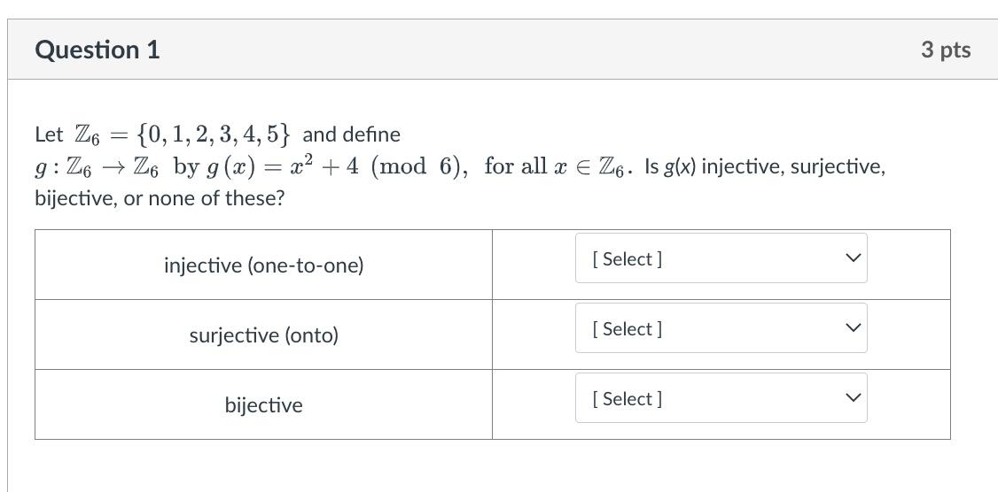 Solved Let Z6={0,1,2,3,4,5} and define g:Z6→Z6 by | Chegg.com