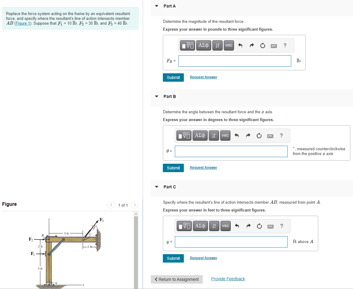 Solved Replace the force system acting on the frame by an | Chegg.com
