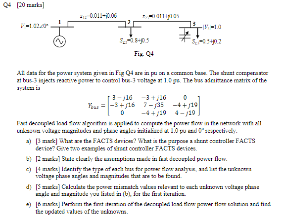 Solved Q4 [20 marks ] All data for the power system given in | Chegg.com