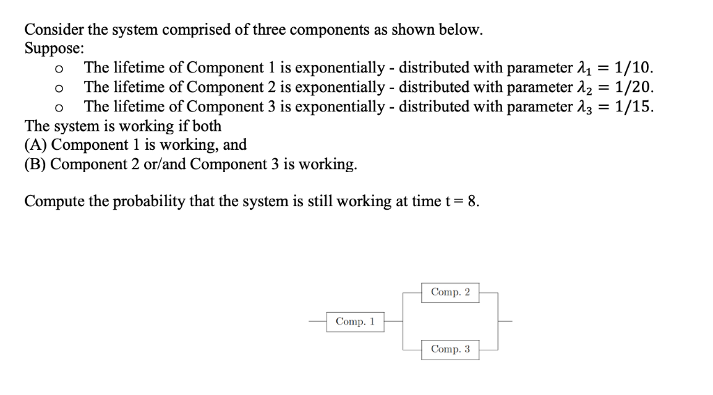 Solved Consider the system comprised of three components as | Chegg.com