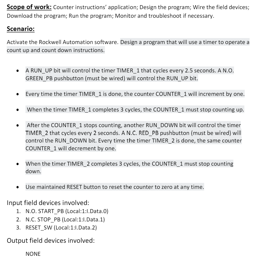 PLC PROGRAMMING How to implement this in Rslogix 5000 | Chegg.com