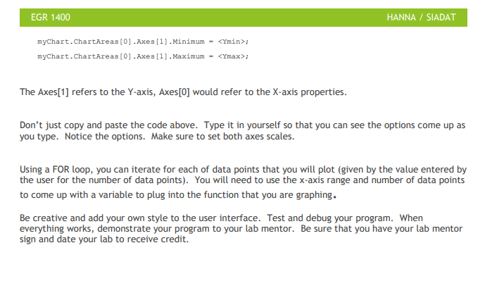 Problem: In this lab you will create a graphing | Chegg.com