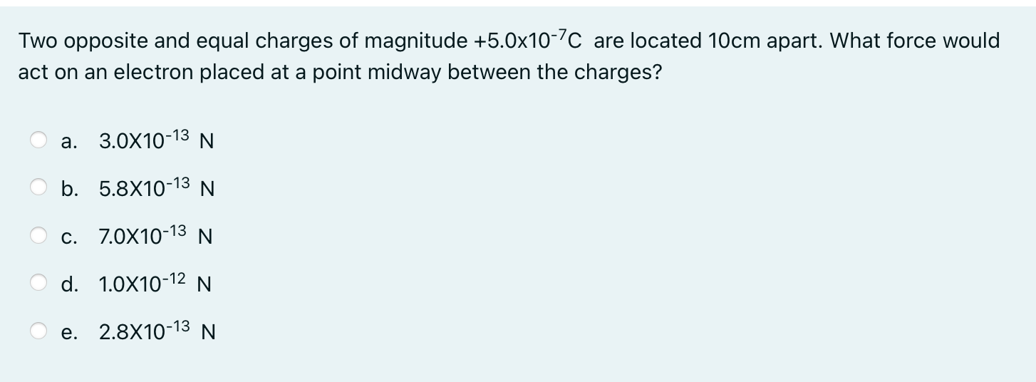Solved Two opposite and equal charges of magnitude | Chegg.com