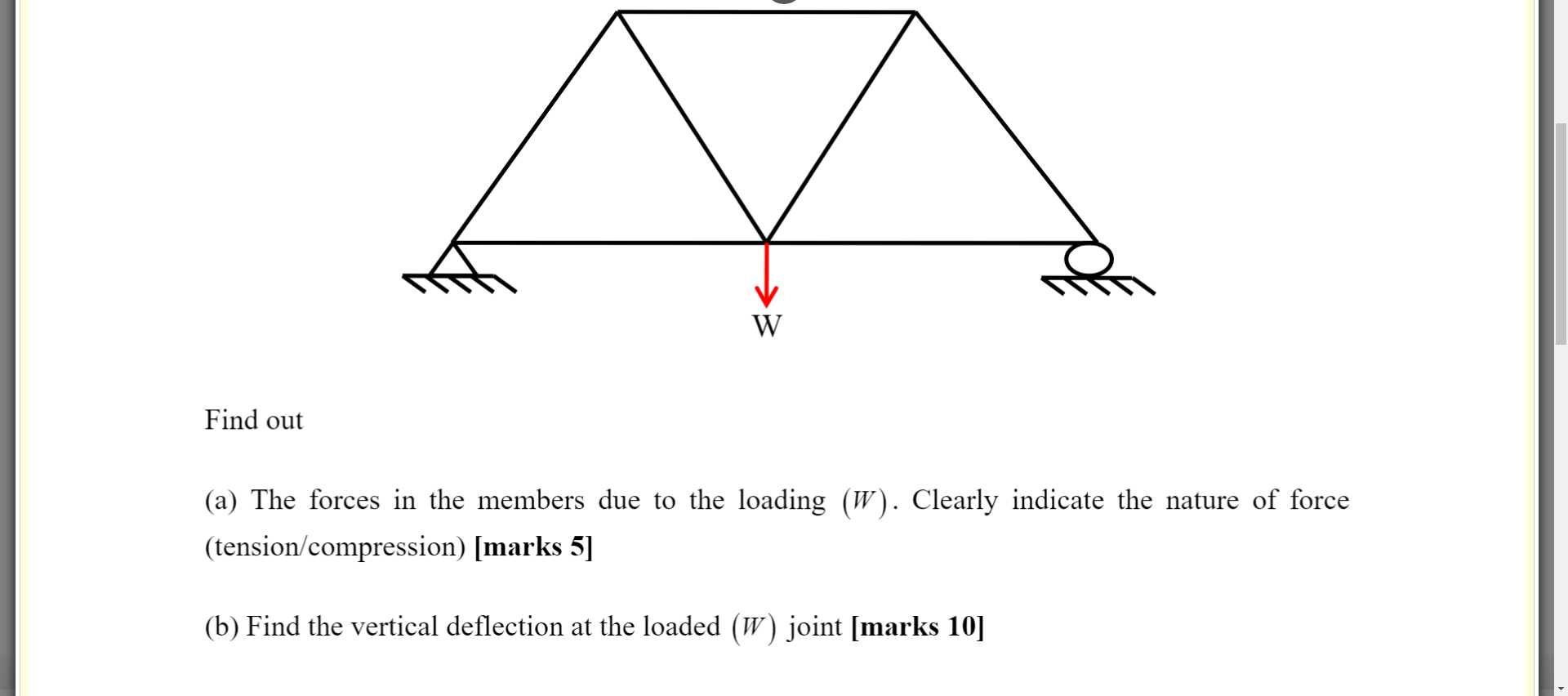 Solved Problem 2) A truss (shown below) is supported by a | Chegg.com