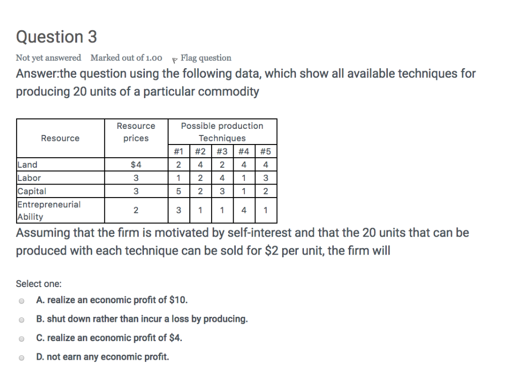 Solved Question 3 Not yet answered Marked out of 1.00 P Flag | Chegg.com