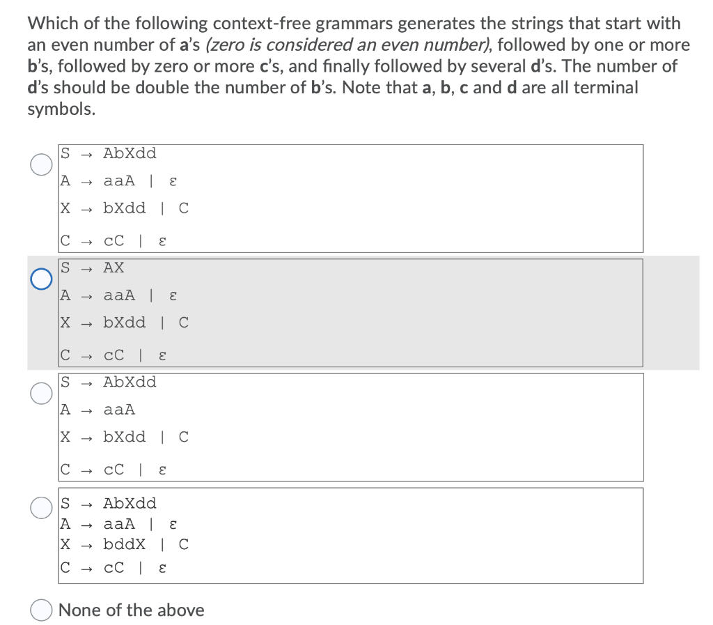 Solved Which of the following context-free grammars | Chegg.com