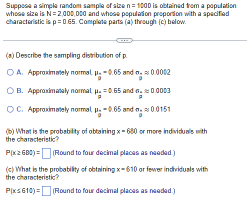 Solved Suppose a simple random sample of size n=1000 is | Chegg.com
