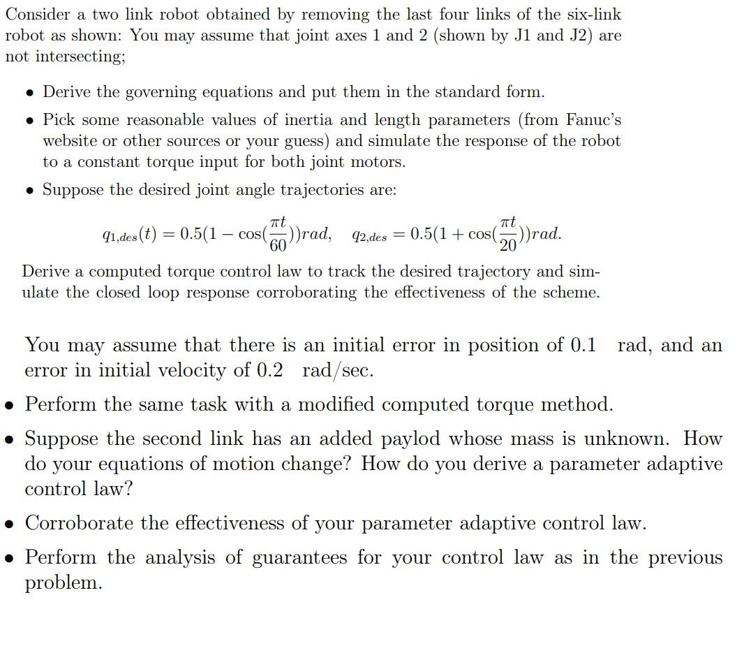 Consider a two link robot obtained by removing the | Chegg.com