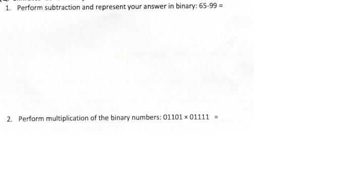 Solved 1. Perform subtraction and represent your answer in | Chegg.com