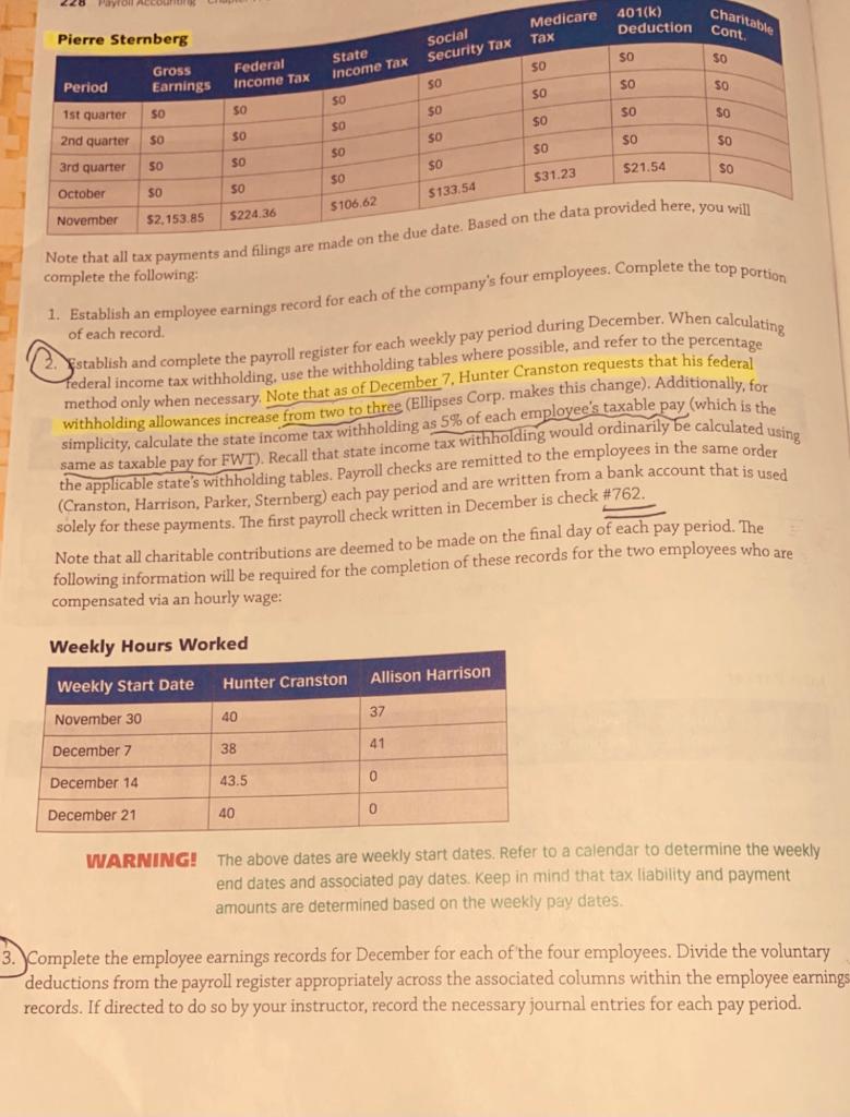226 Payroll Accounting Chapter 7: Comprehensive | Chegg.com