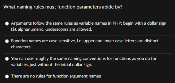 Solved What naming rules must function parameters abide by? | Chegg.com
