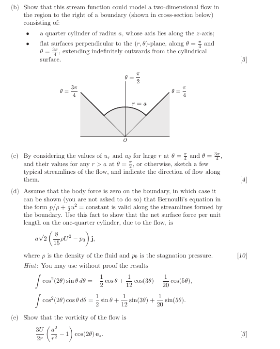 (b) Show that this stream function could model a | Chegg.com