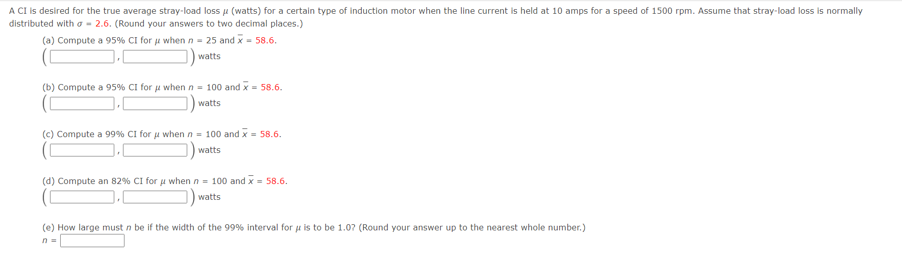 Solved distributed with σ=2.6. (Round your answers to two | Chegg.com