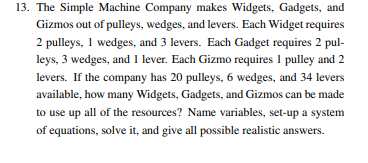 Solved 13. The Simple Machine Company makes Widgets, | Chegg.com
