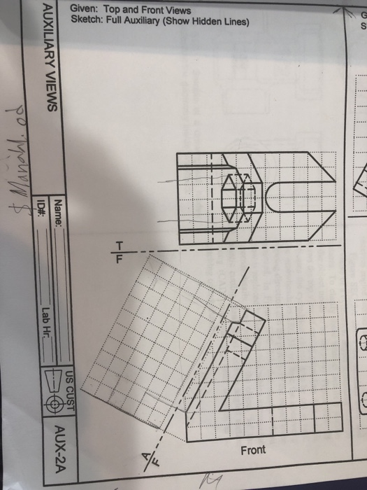 Solved Given: Top and Front Views Sketch: Full Auxiliary | Chegg.com