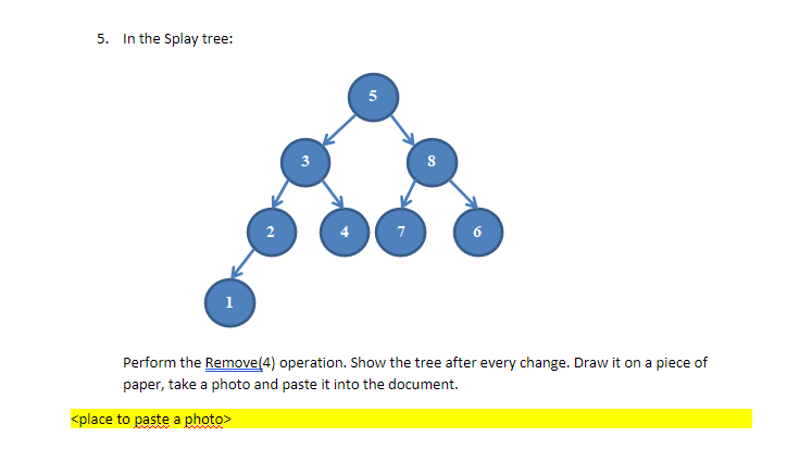 Solved 5. In the Splay tree: Perform the Remove(4) | Chegg.com