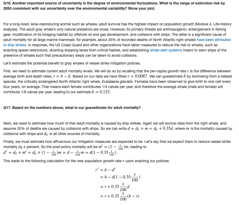 Solved 1. What is the range of quasiextinction risk by 2050 | Chegg.com