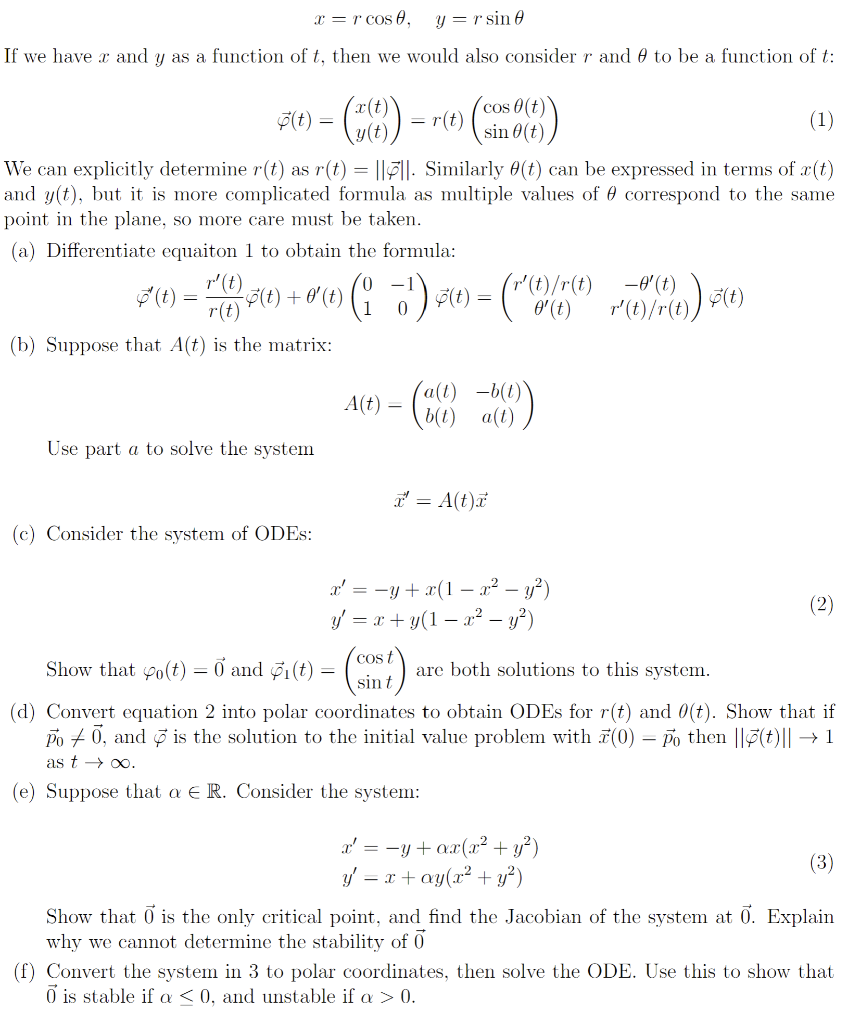 Solved x=rcosθ,y=rsinθ If we have x and y as a function of | Chegg.com