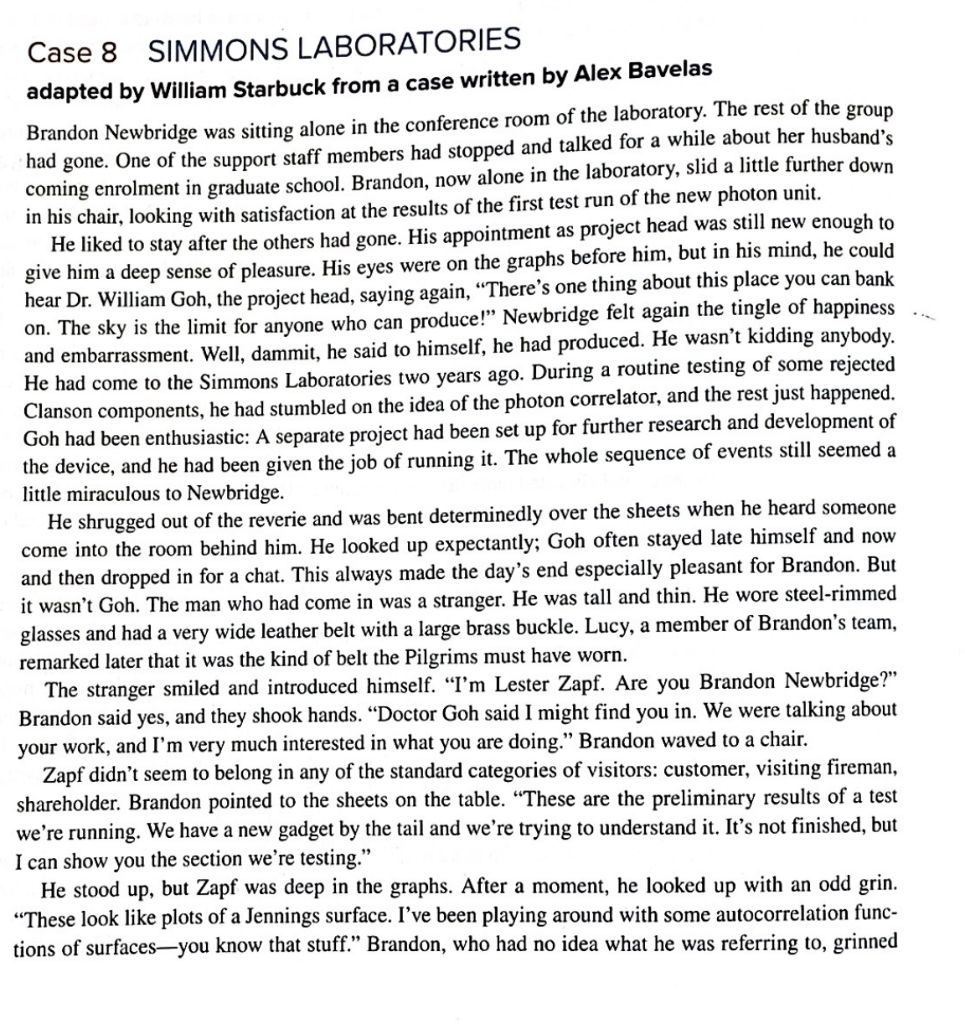 Solved Case 8 SIMMONS LABORATORIES adapted by William | Chegg.com