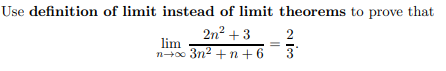 Solved Use definition of limit instead of limit theorems to | Chegg.com