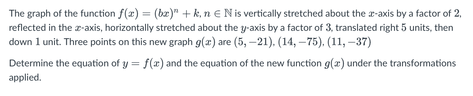 Solved The Graph Of The Function F X Bx N K N∈n Is