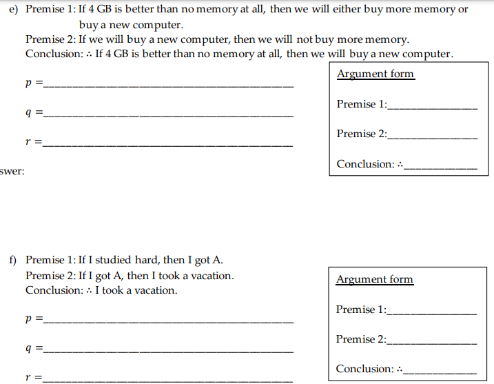 Solved State if the argument is valid or not and prove your | Chegg.com