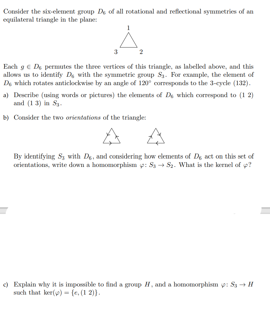 Solved Consider the six-element group D6 of all rotational | Chegg.com