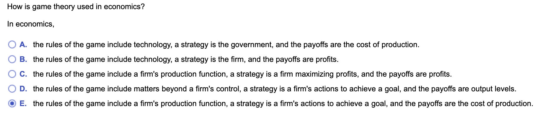 Solved How is game theory used in economics? In economics, | Chegg.com