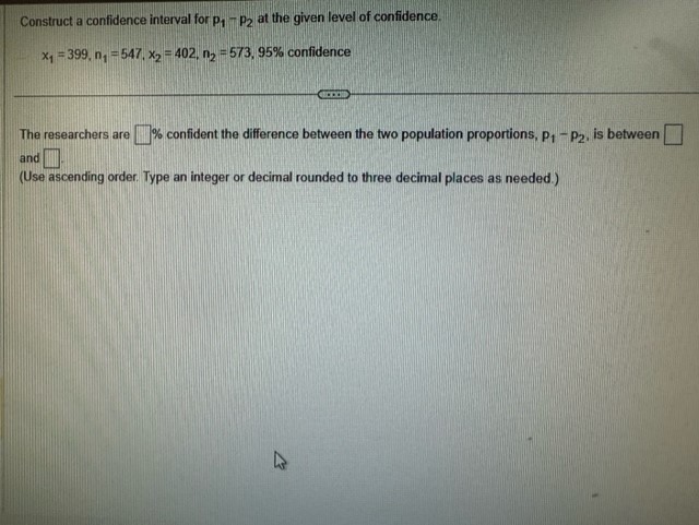 Construct a confidence interval for p1−p2 at the | Chegg.com