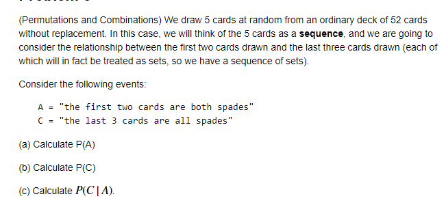 Solved (Permutations and Combinations) We draw 5 cards at | Chegg.com