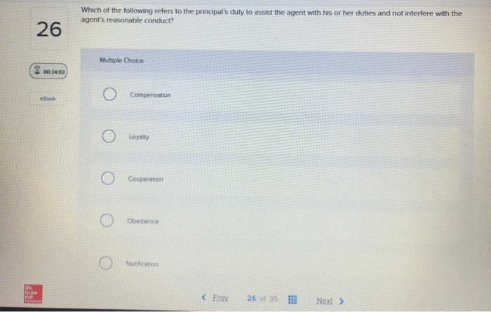 Solved Which of the following refers to the principal's duty | Chegg.com