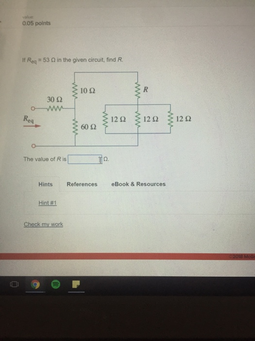 Solved value 0.05 points If Req :53 Ω in the given circuit, | Chegg.com