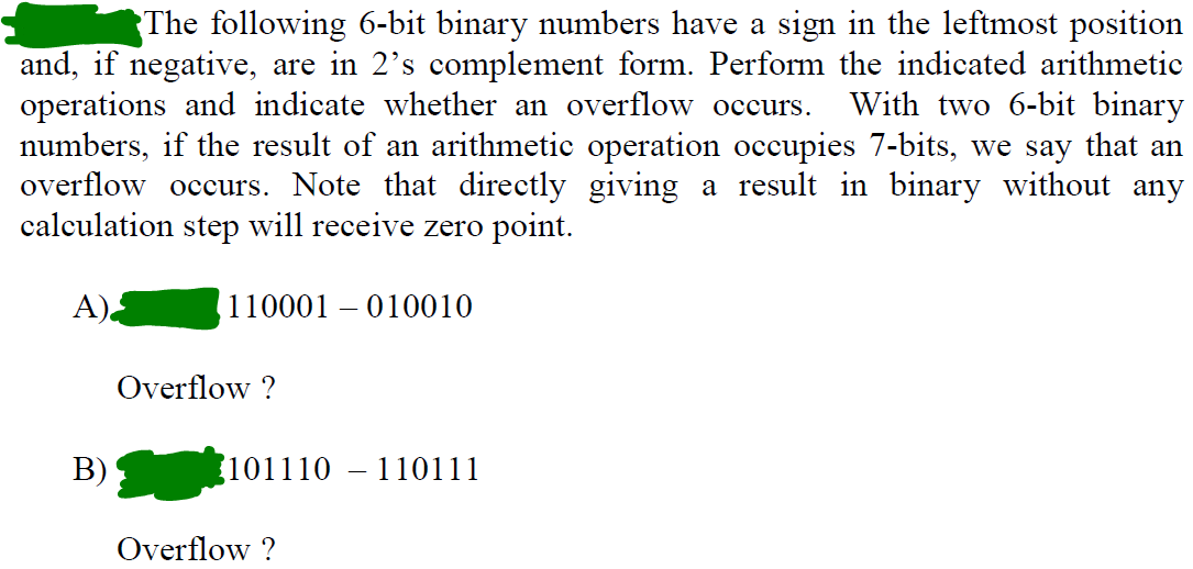 The following 6-bit binary numbers have a sign in the | Chegg.com