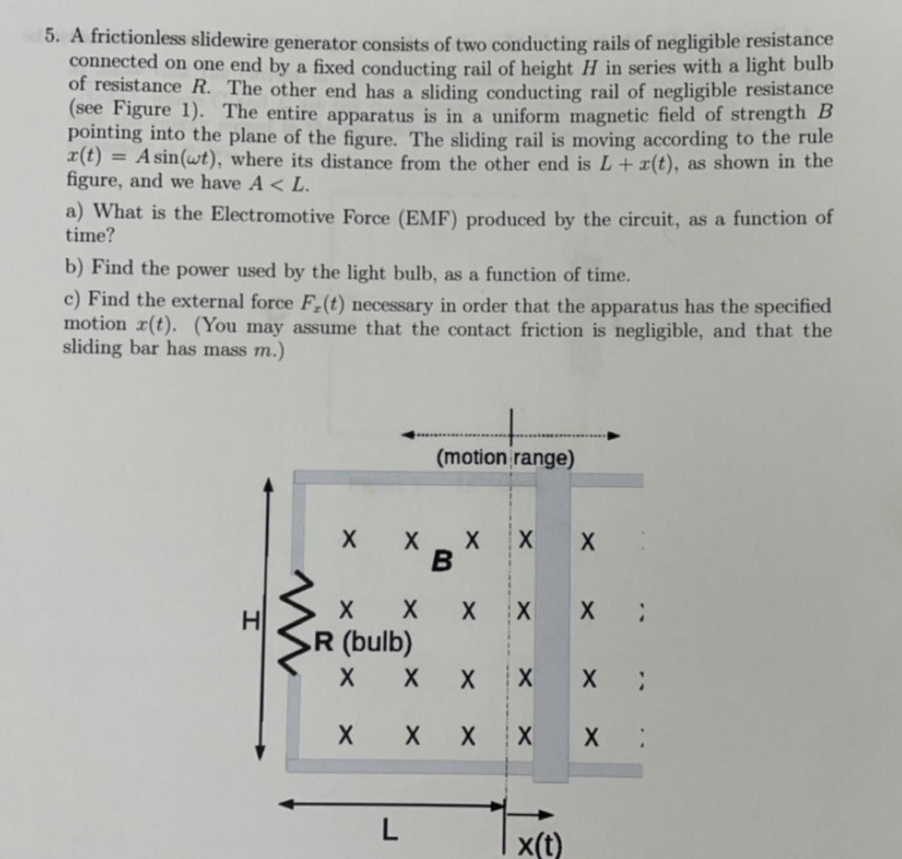 Solved 5. A frictionless slidewire generator consists of two | Chegg.com