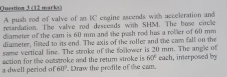 Solved a Question 3 (12 marks) A push rod of valve of an IC | Chegg.com