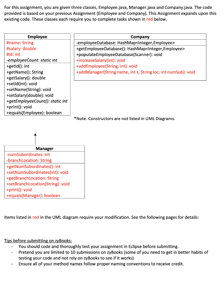 Solved For this assignment, you are given three classes, | Chegg.com