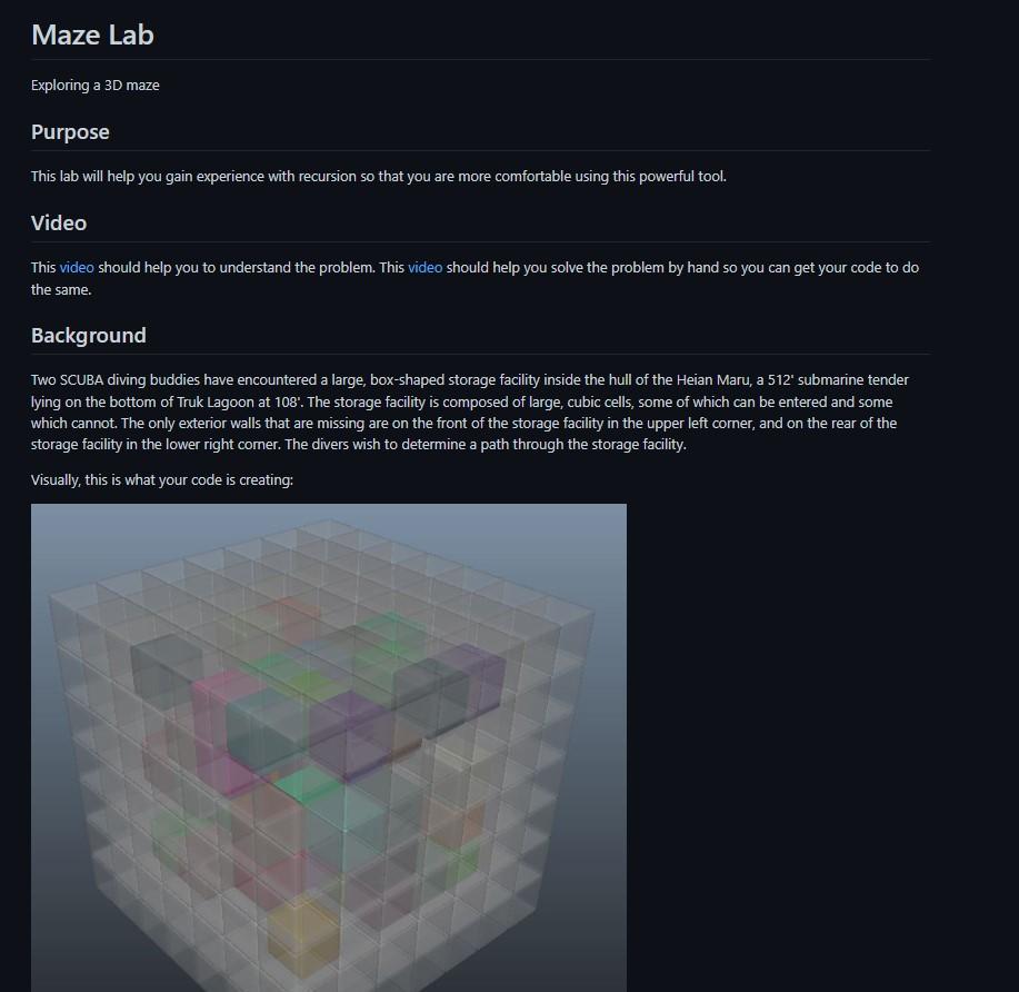 Solved Maze Lab Exploring a 3D maze Purpose This lab will | Chegg.com