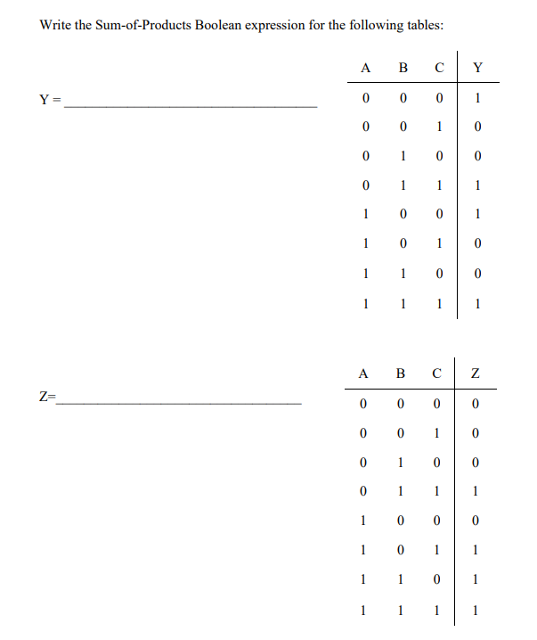 [solved] Write The Sum Of Products Boolean Expression For
