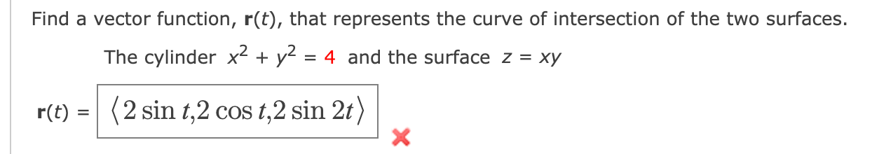 Solved Find a vector function, r(t), that represents the | Chegg.com